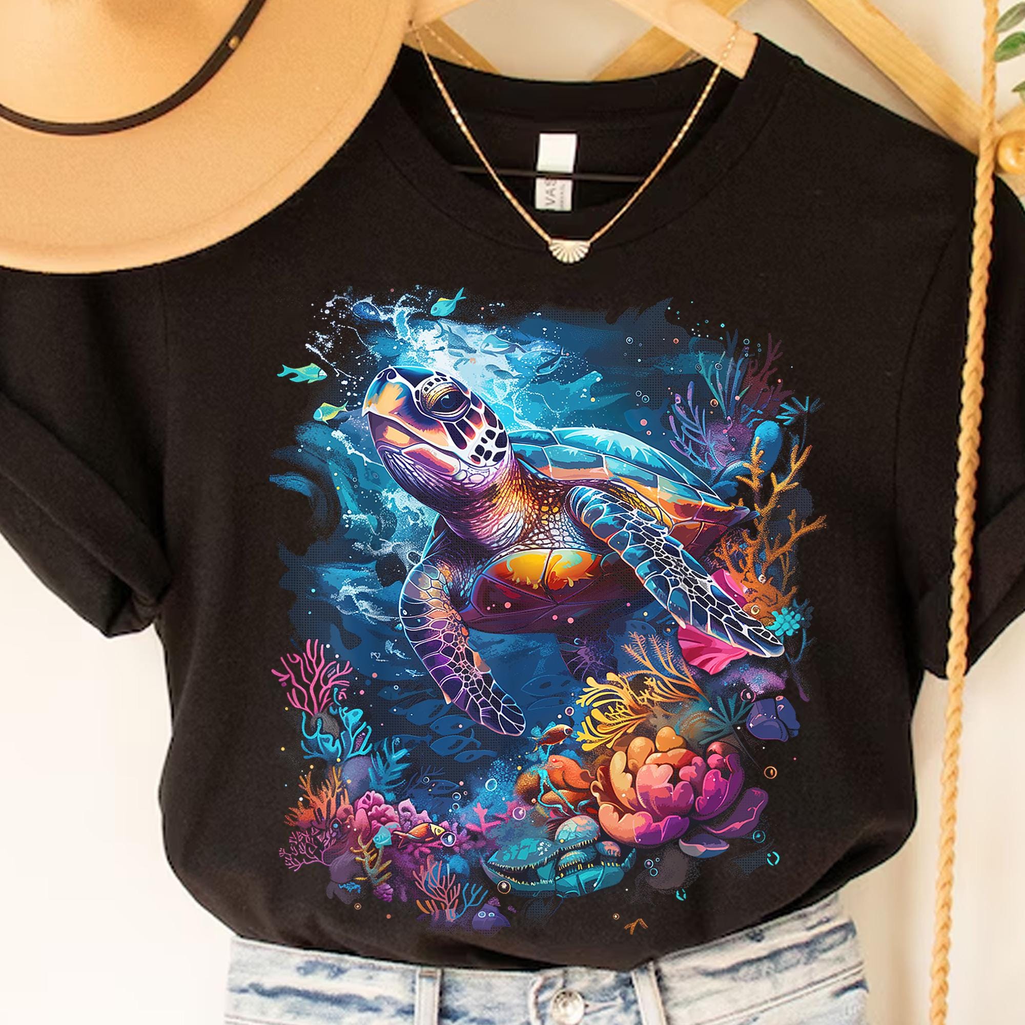 Vibrant Sea Turtle PNG Design – Underwater Coral Reef Scene | Ideal for ...