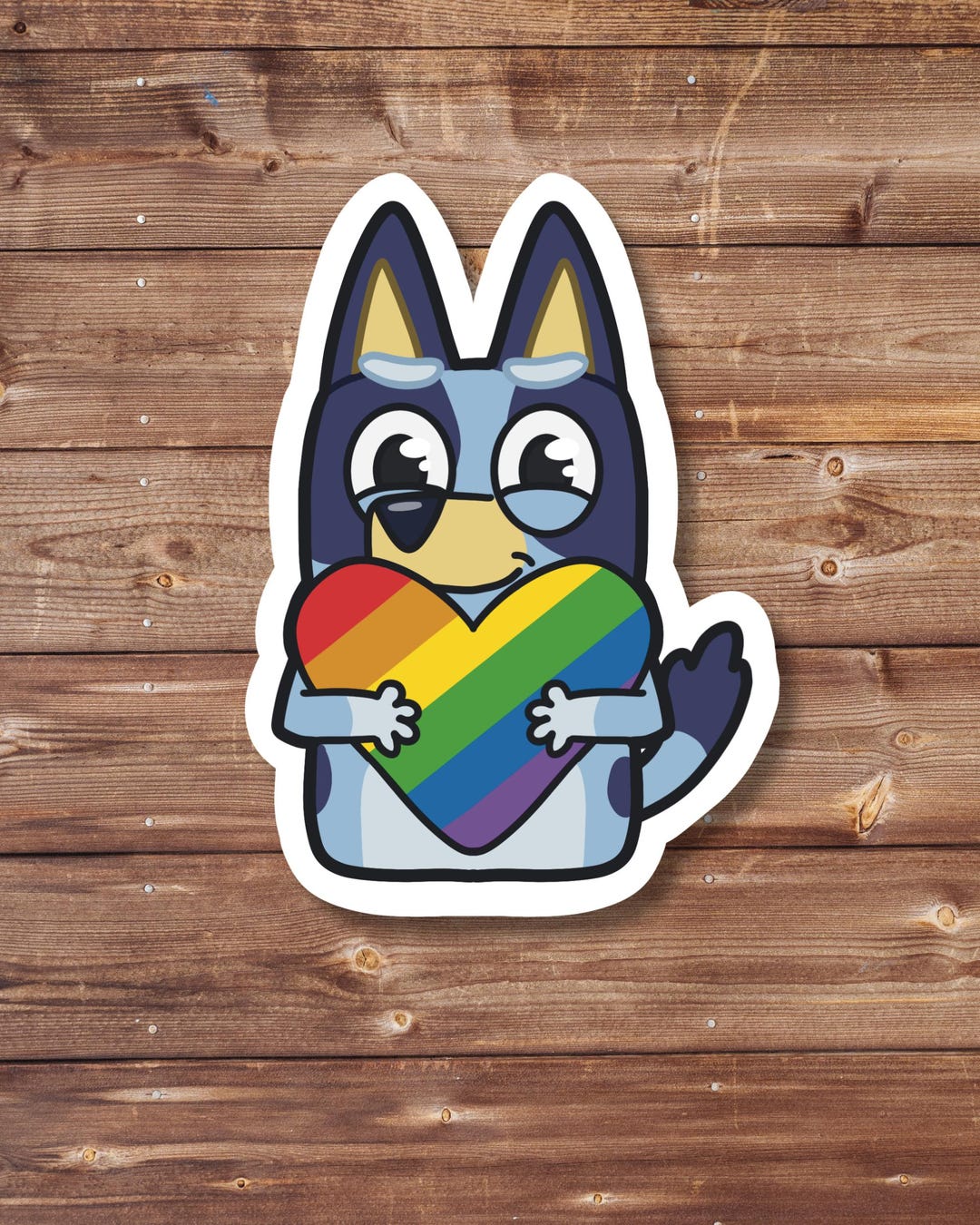 Bluey Pride Heart Sticker, Pride Flag Sticker, LGBTQ Pride, Bluey ...