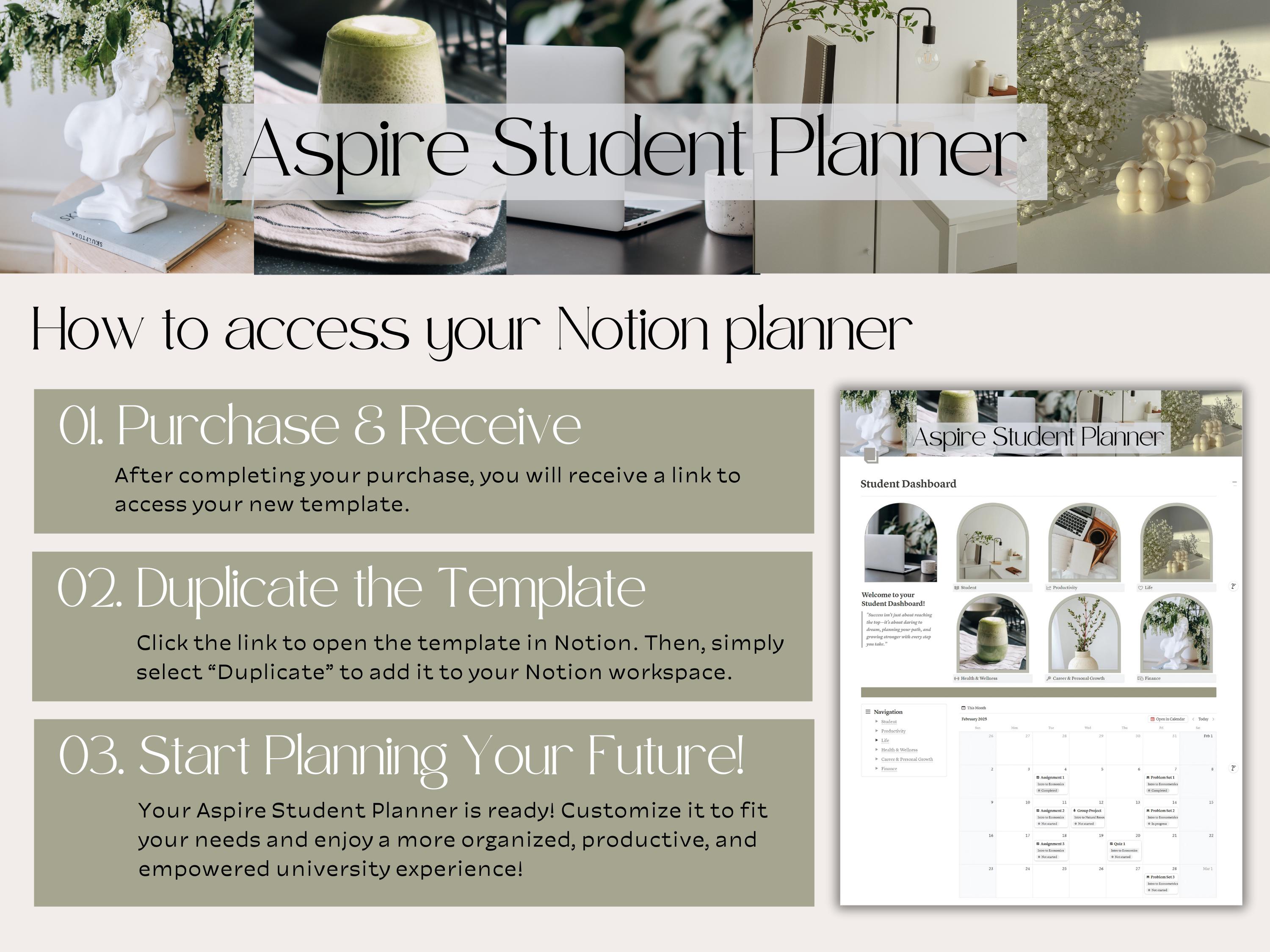 Notion Aspire Student Planner for University | Academic Organizer ...