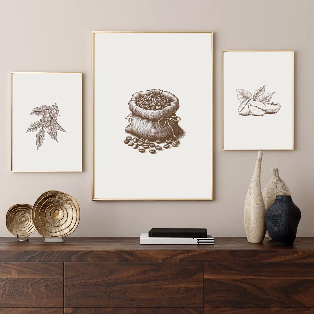 Printable Coffee Wall Art, 3 Coffee Prints, Minimalist Coffee Prints ...