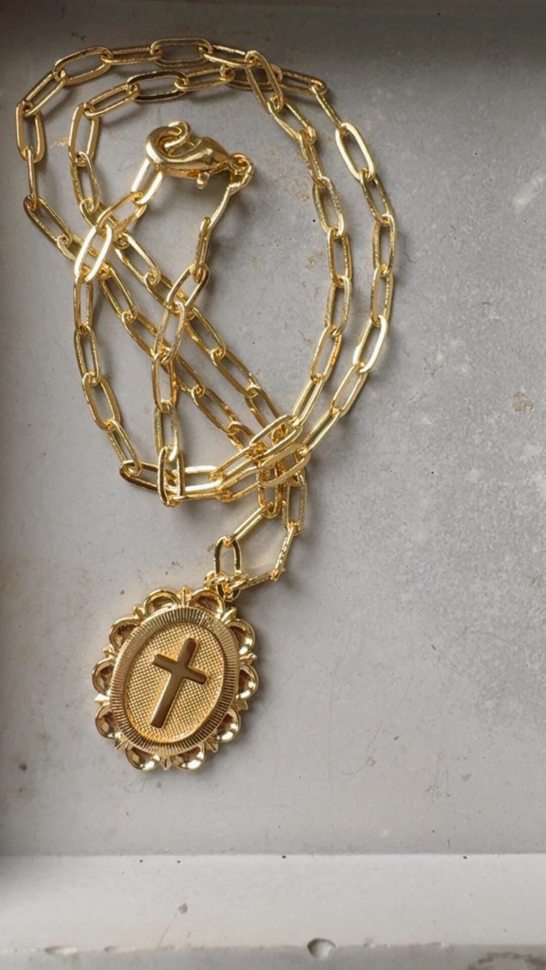 Paperclip Chain Necklace Gold Cross Necklace - Etsy