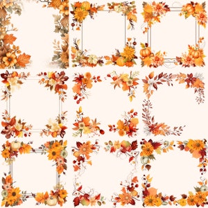Fall Flower Border Clipart Pumpkin Border Clipart Autumn Leaves Border ...