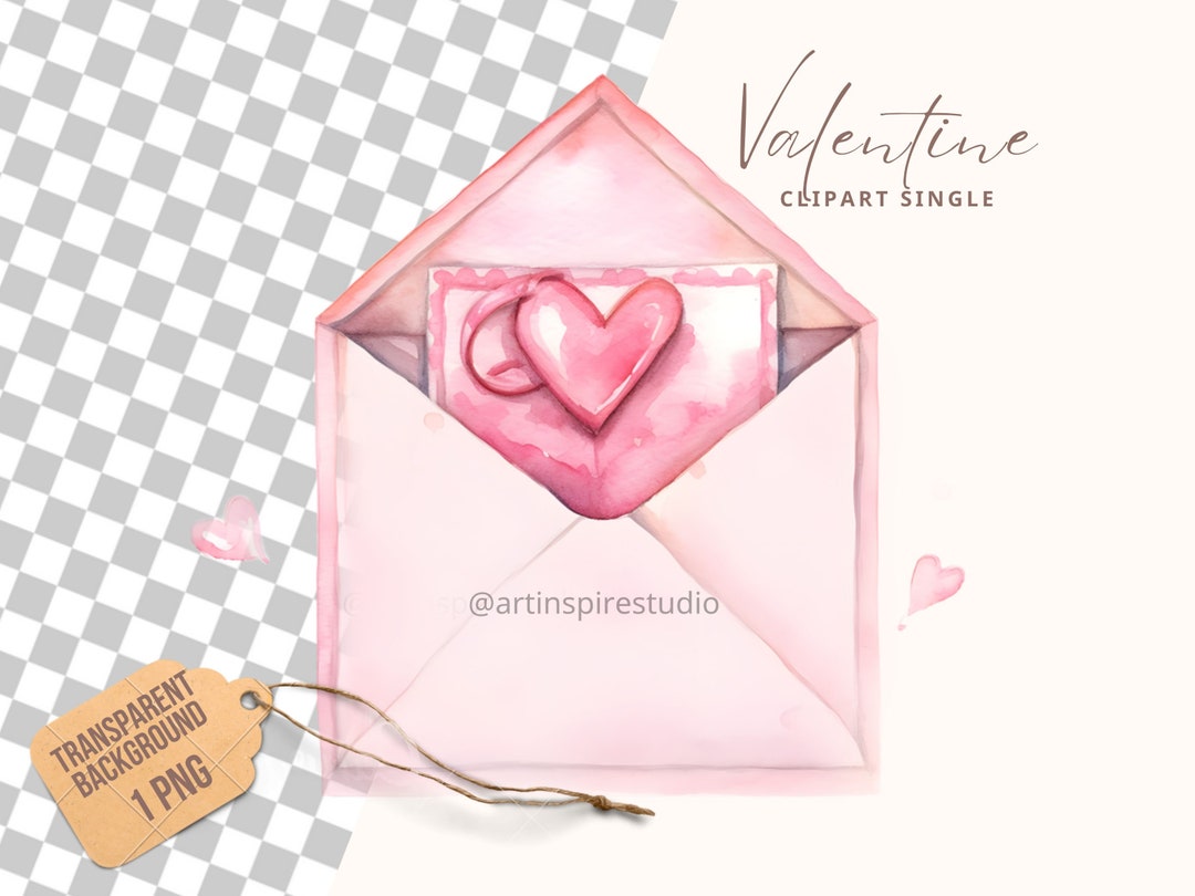Valentine Mail Clipart, Cute Valentines Day Heart Letter, Love ...