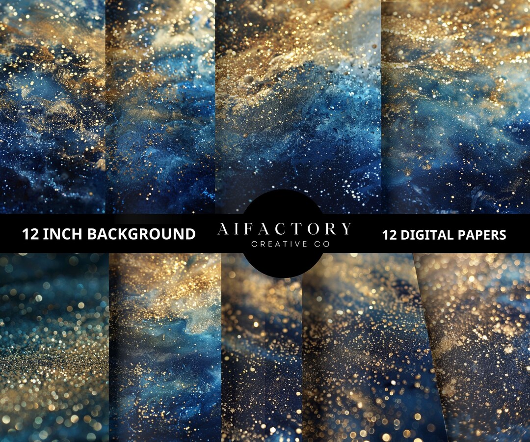 Blue Glitter Ombre Texture Clipart, Blue and Gold Sparkling Backgrounds ...