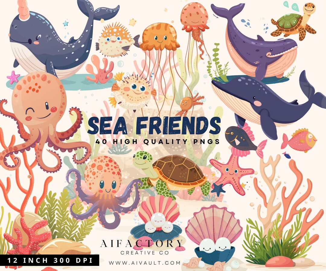 Sea Animals Clipart, Underwater Clipart Under the Sea Animals Sea ...