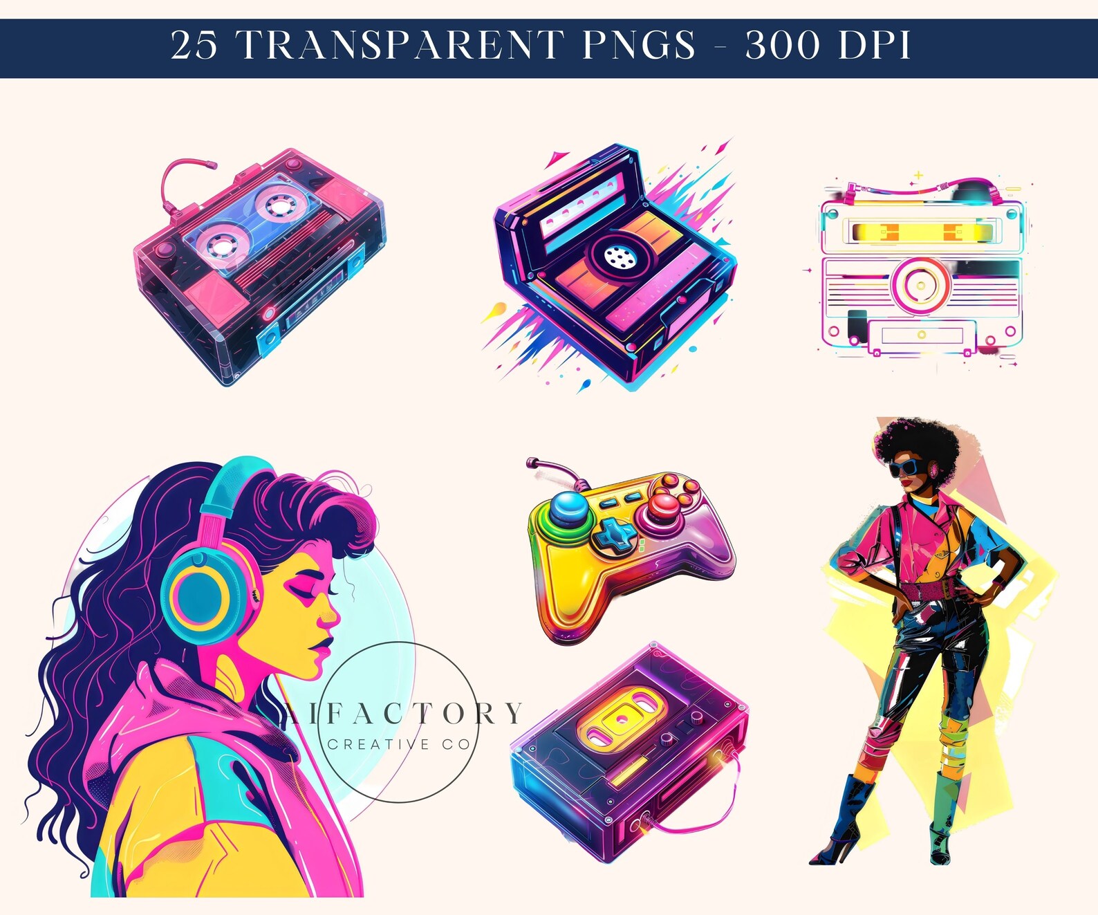 Neon 80S Clipart, 90s Clipart, Retro Party Clipart, Roller Party ...