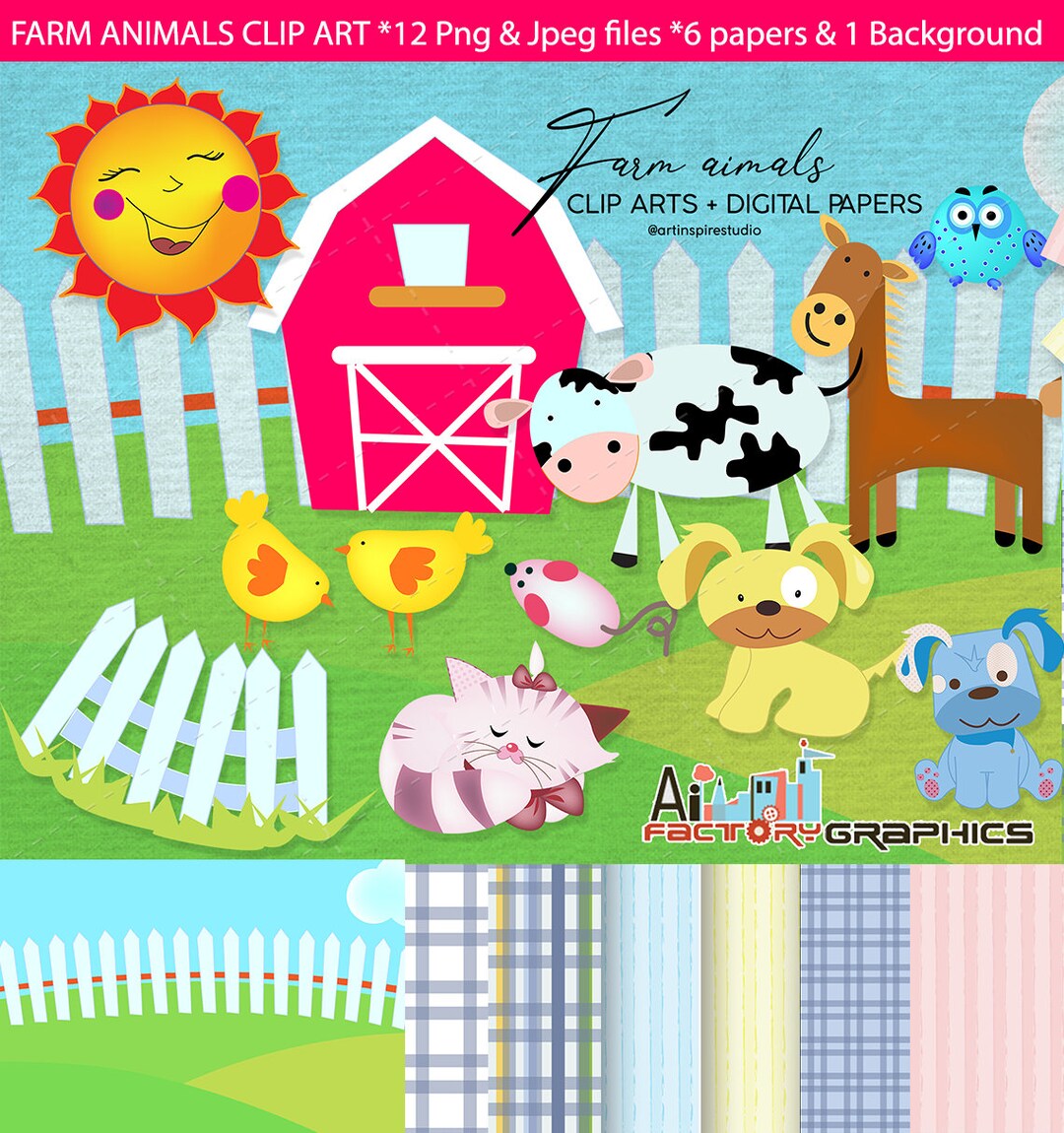 Farm Animals Clipart, Vector Graphics, Commercial Use, Digital Clipart ...