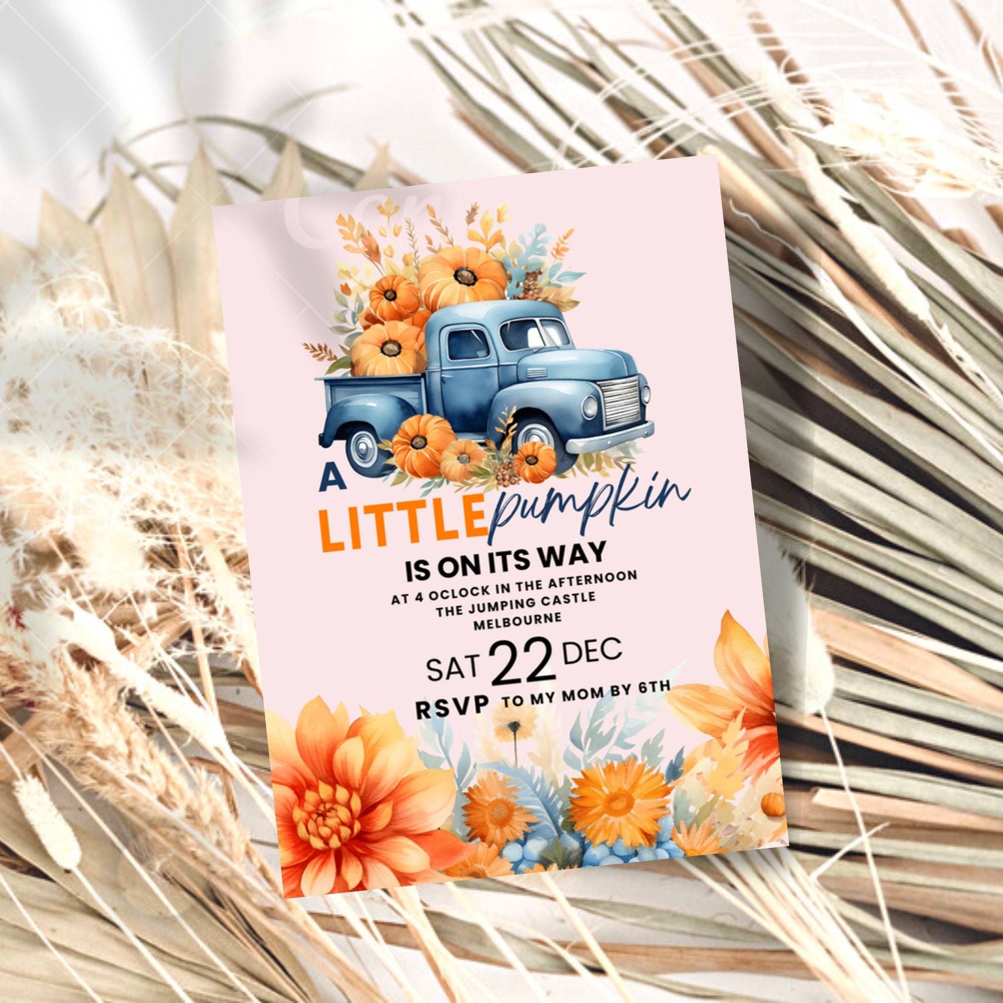 Blue Truck Pumpkin Clipart Commercial Use SINGLE IMAGE PNG Vintage Fall ...