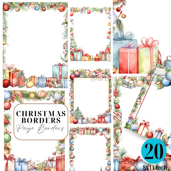 Christmas Page Border Clip Art - Etsy