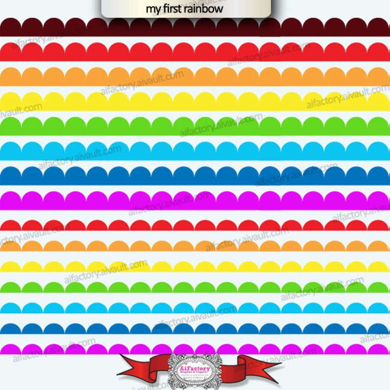 Scalloped Borders Clipart Rainbow Multicolor Wavy PNG Clip Art ...