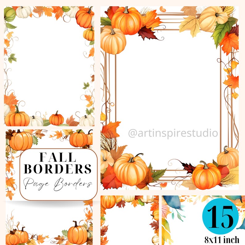 Autumn Clipart Bundle, Fall Watercolor Clipart Pack , Falling Leaves ...