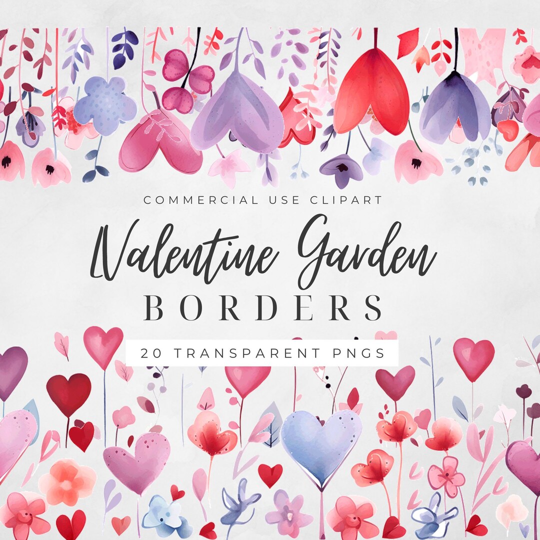 Valentine Border Clipart, Heart Border Love Clipart, Valentines Day PNG ...