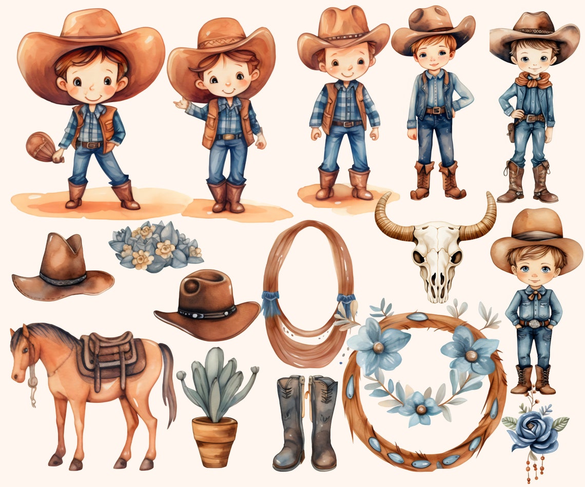 Boy Cowboy Clipart, Western Clipart, Wild West Cowboy Png, Wild West ...