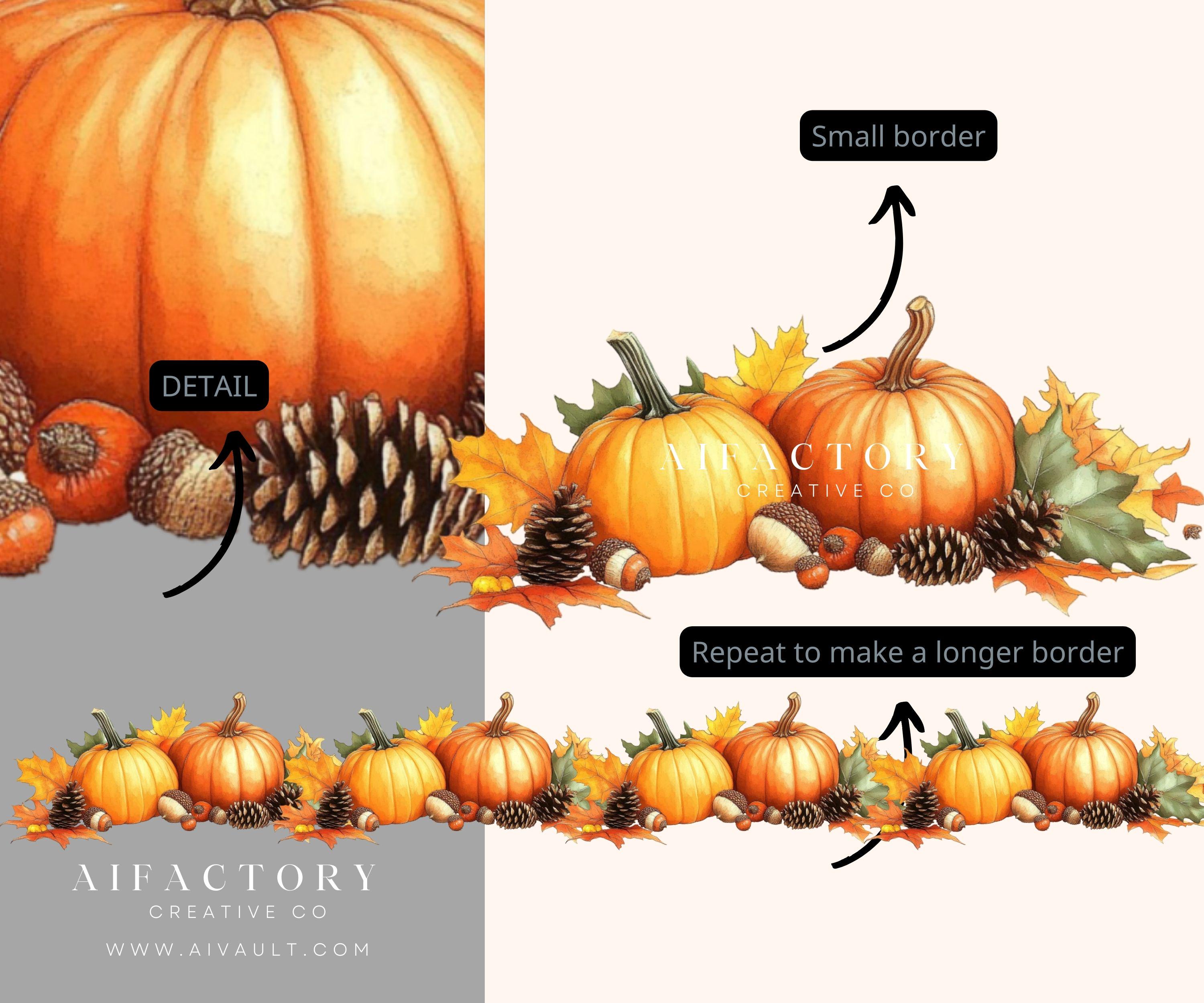 11 Watercolor Thanksgiving Borders Clipart Fall Pumpkin Border ...