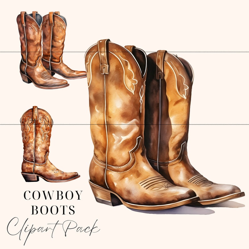 Watercolor Cowboy Boot Clipart Western Boots Clipart for - Etsy