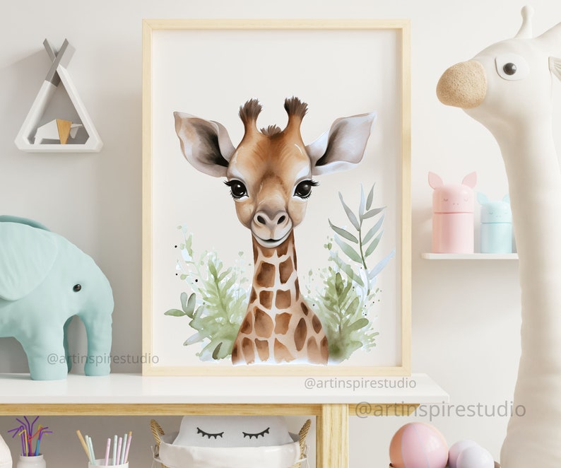Safari Animals Clipart Watercolor Jungle Animals Nursery Wall Art Clip ...