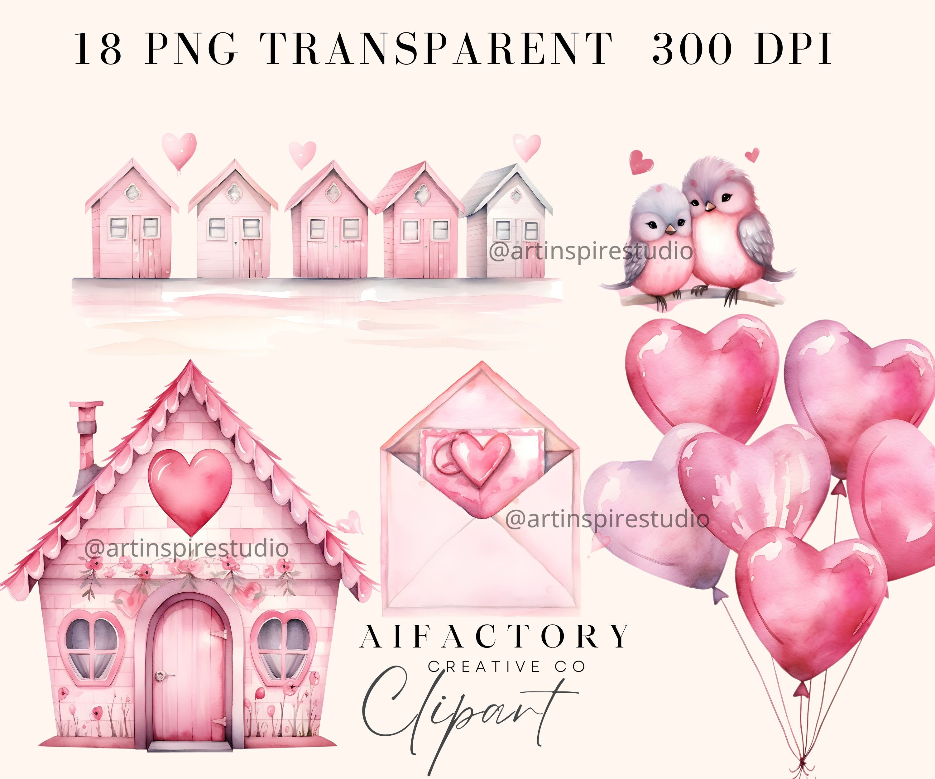 Love Pink Clipart, Watercolor Pastel Pink Valentine Clipart, Cute ...