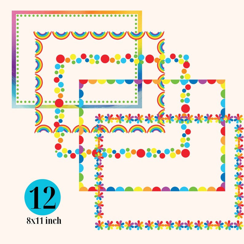 Rainbow Clipart Border Page Border School Clipart Border - Etsy