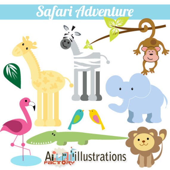 Safari Zoo Animals Cliparts Scrapbooking Clipart | Etsy