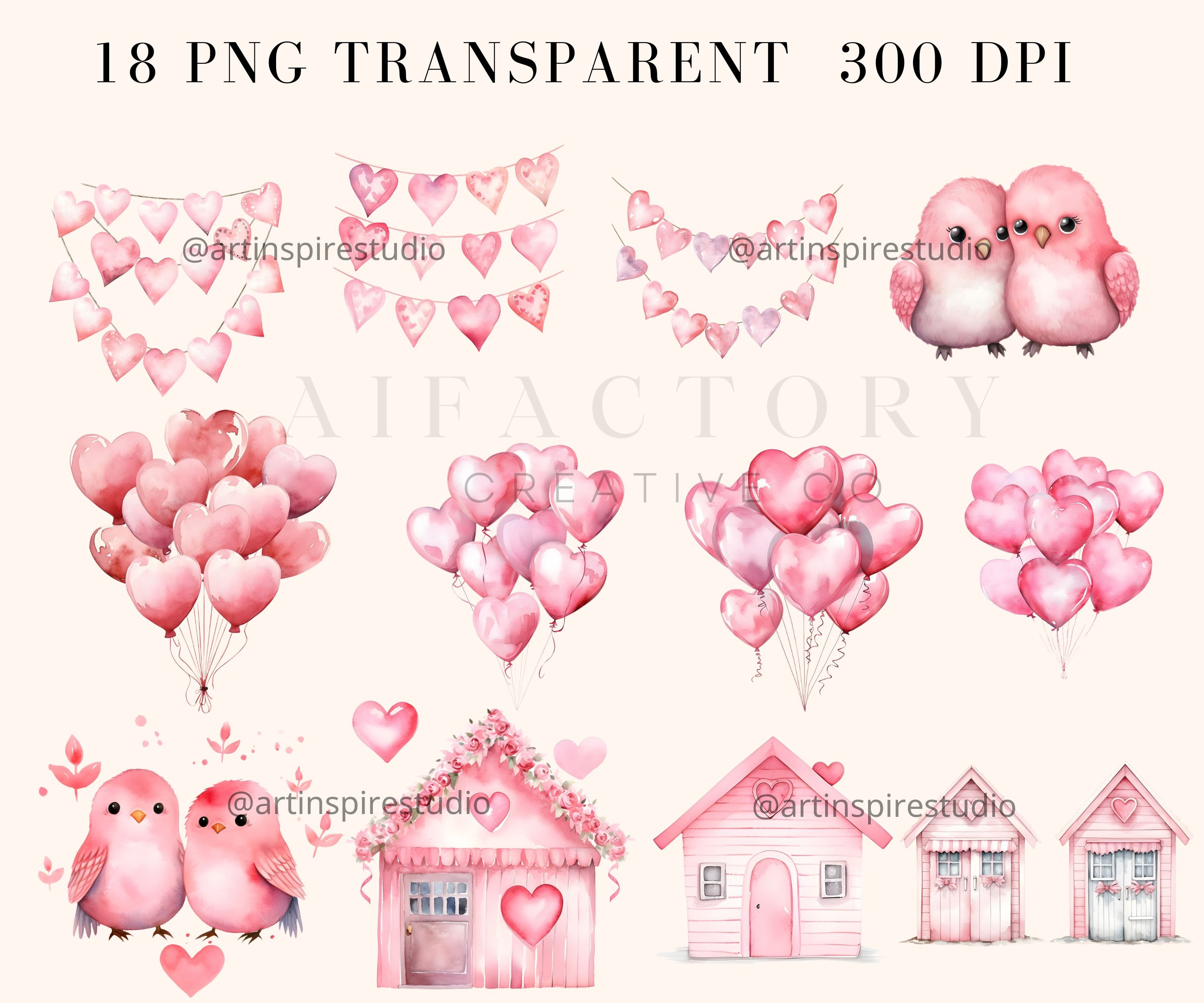 Love Pink Clipart, Watercolor Pastel Pink Valentine Clipart, Cute ...