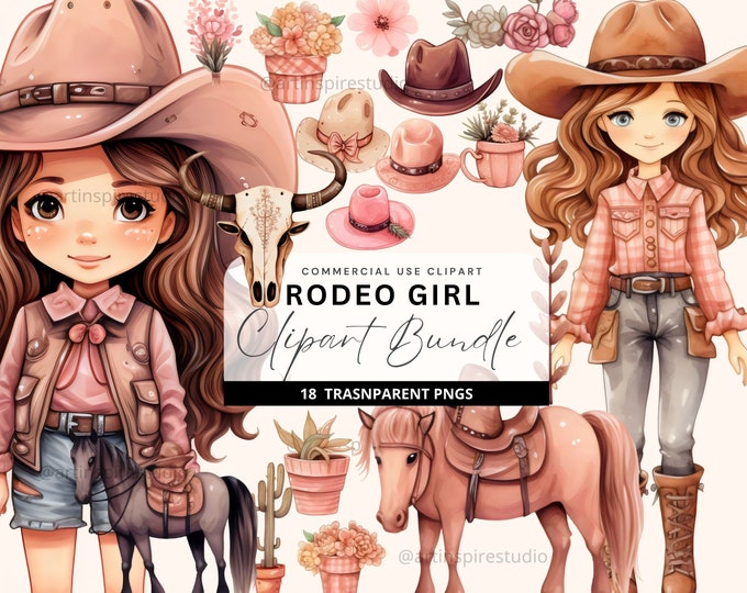 Watercolor Cowgirl Clipart, Retro Western Clipart, Wild West Cowgirl ...