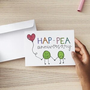 Anniversary Card | Hap-pea Anniversary | Digital Template - Etsy