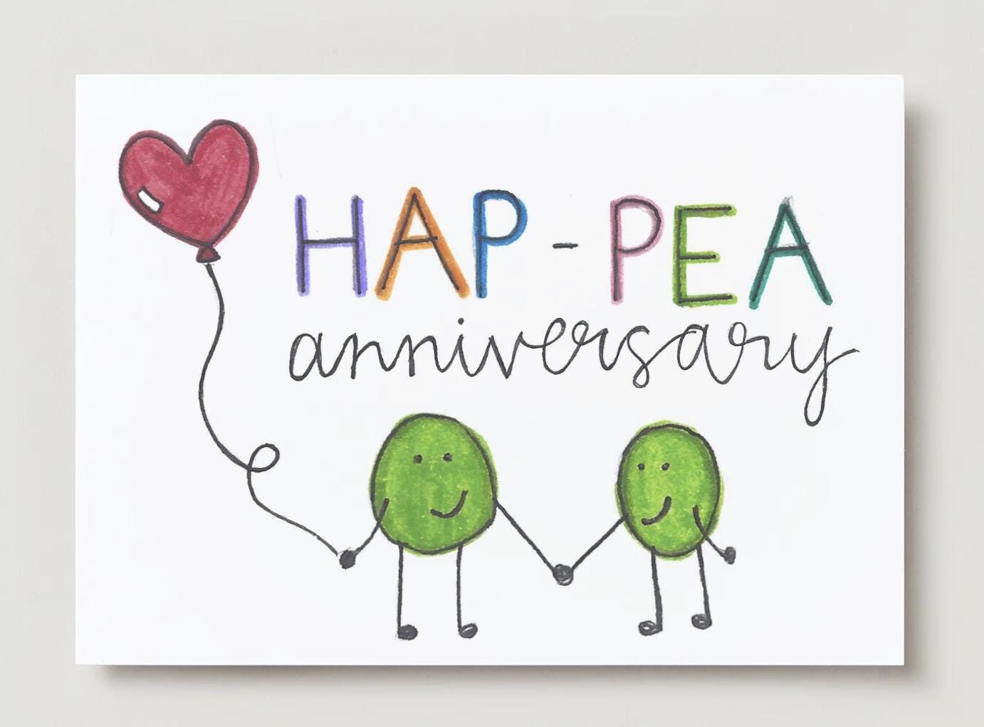 Anniversary Card | Hap-pea Anniversary | Digital Template - Etsy
