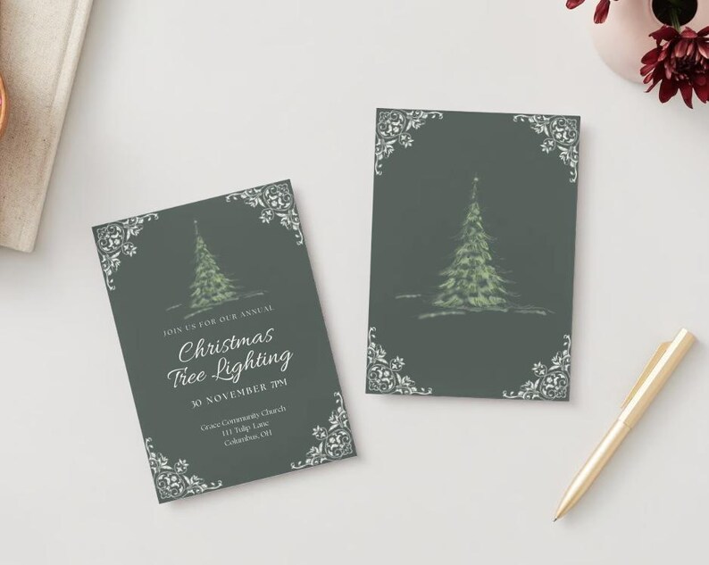 Christmas Tree Lighting Invitation Template Printable Holiday Party ...