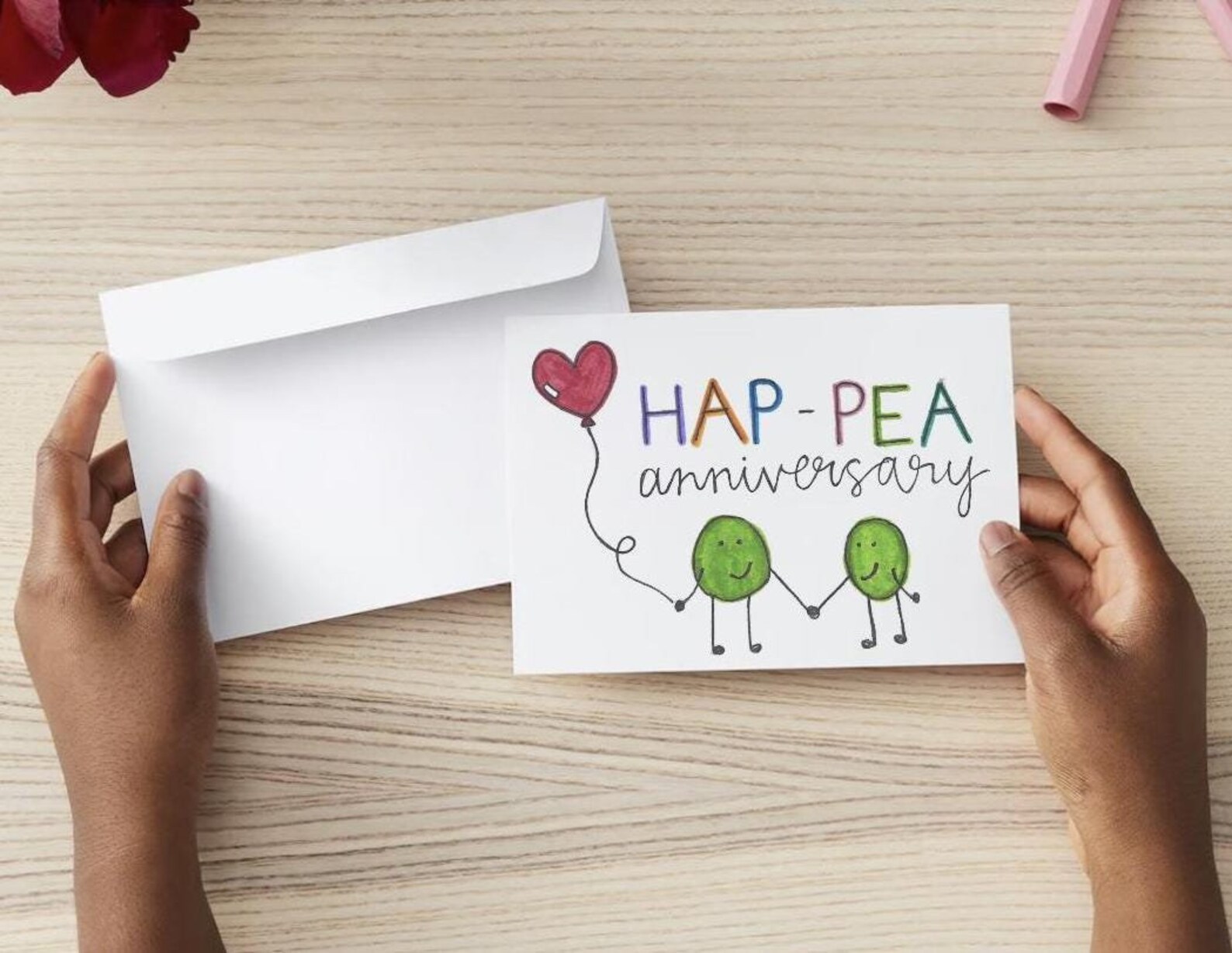 Anniversary Card | Hap-pea Anniversary | Digital Template - Etsy