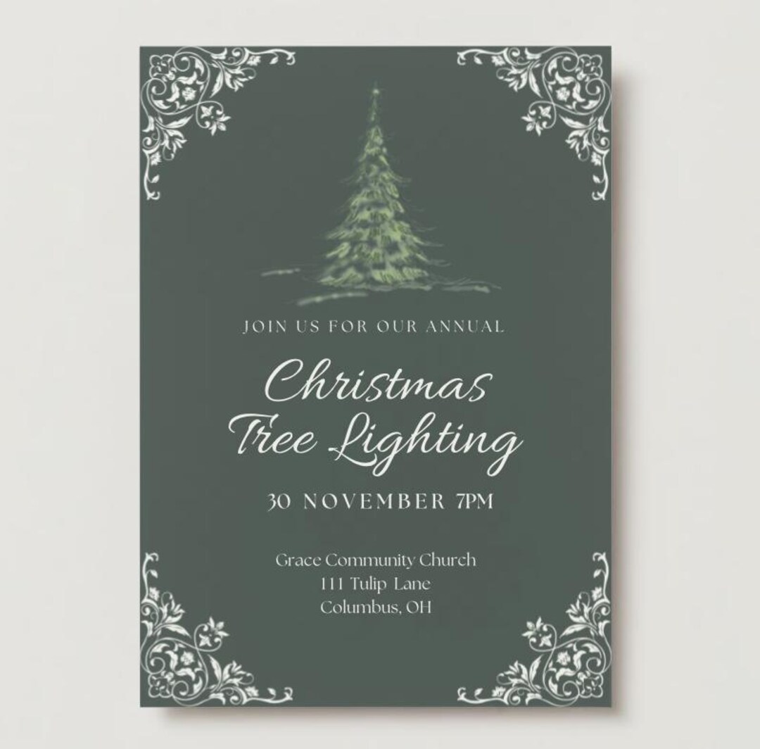 Christmas Tree Lighting Invitation Template | Printable Holiday Party ...