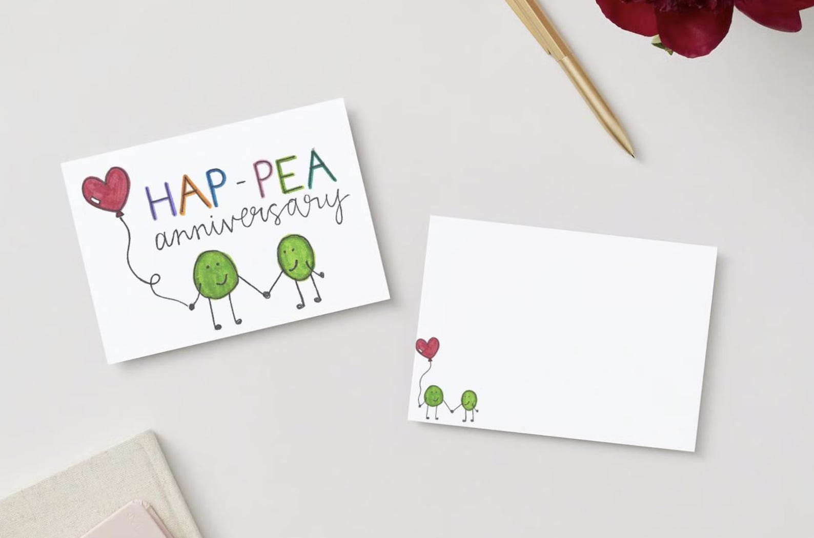 Anniversary Card | Hap-pea Anniversary | Digital Template - Etsy