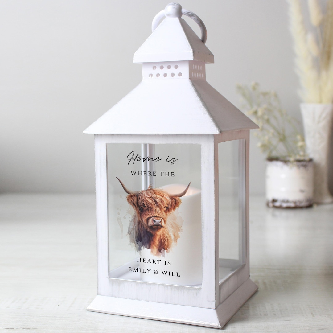 Personalised Highland Cow LED Lantern Cow Lovers New Home Christmas ...