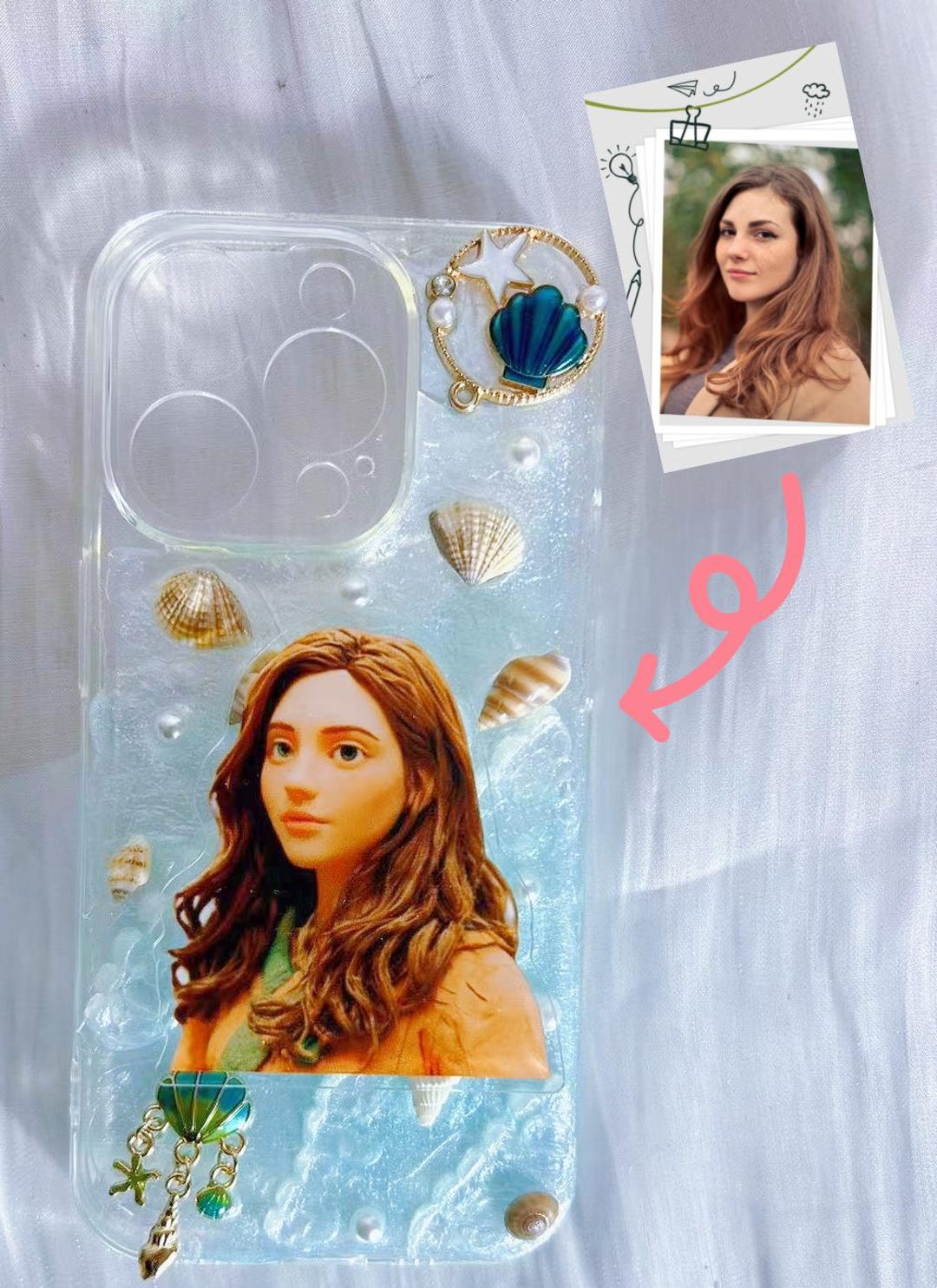 Custom 3D Decoden Seashell Phone Case Ocean-inspired Glitter Luxury ...