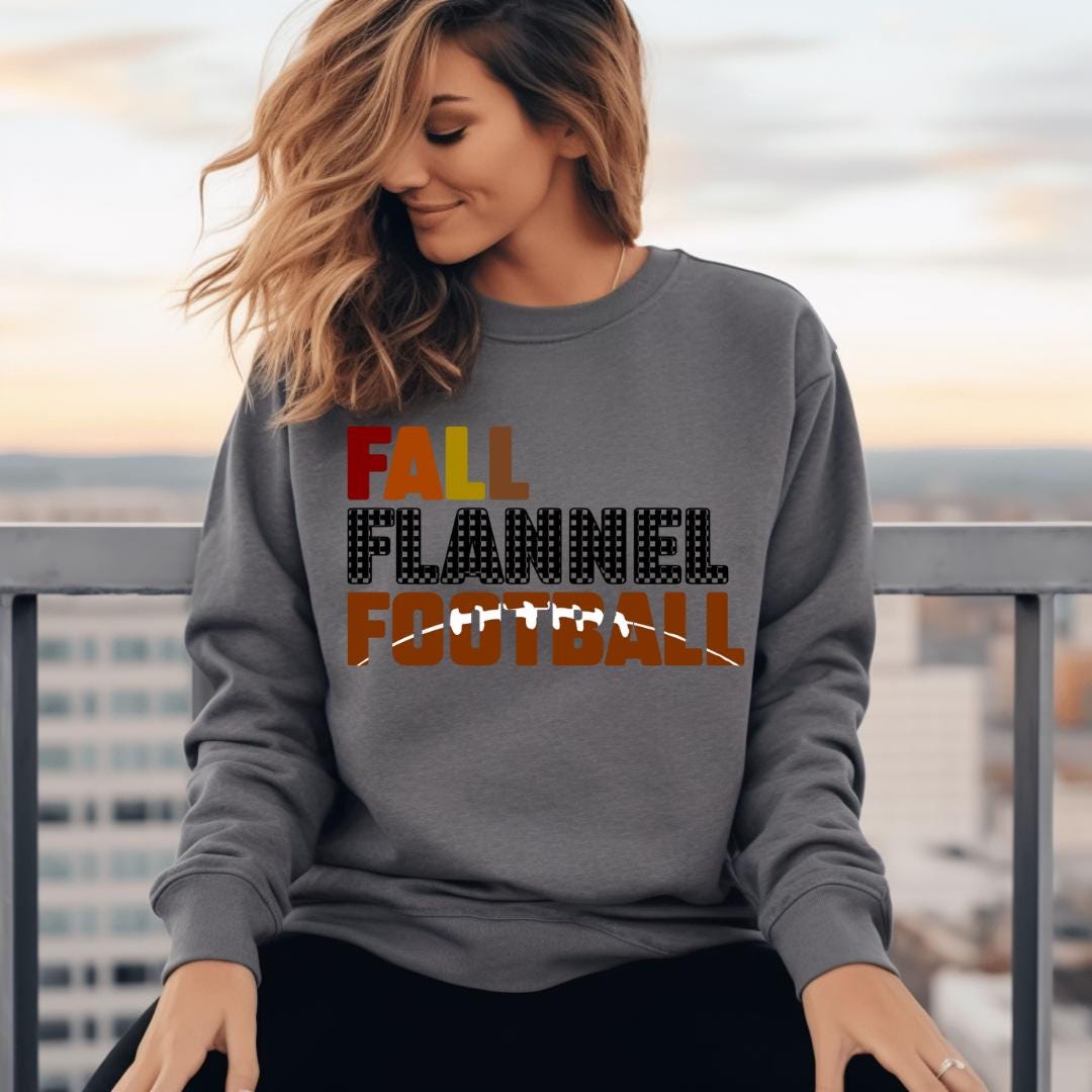 Fall Football Flannel T-shirt: Trendy Autumn Tee - Etsy