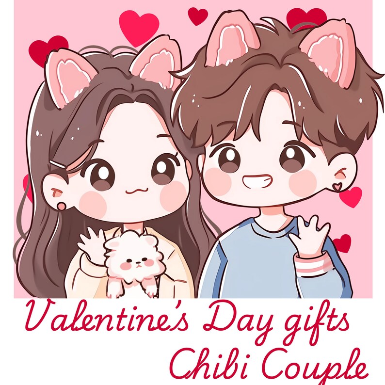 Custom Chibi Portrait | Custom Couple Portrait, Personalized/christmas ...