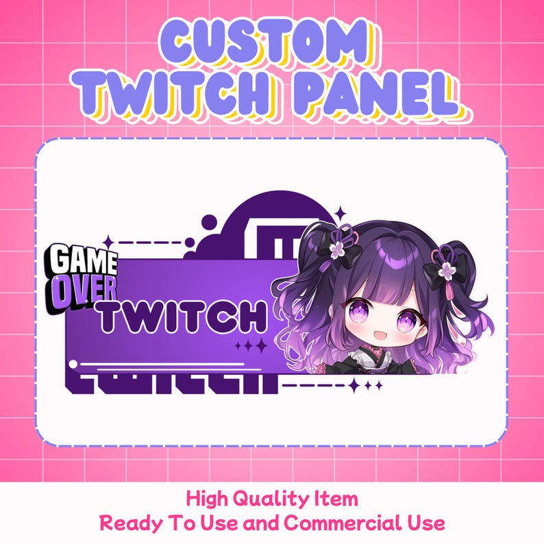 Custom Chibi Cute Twitch Panels for Your Stream, Personalized Twitch ...