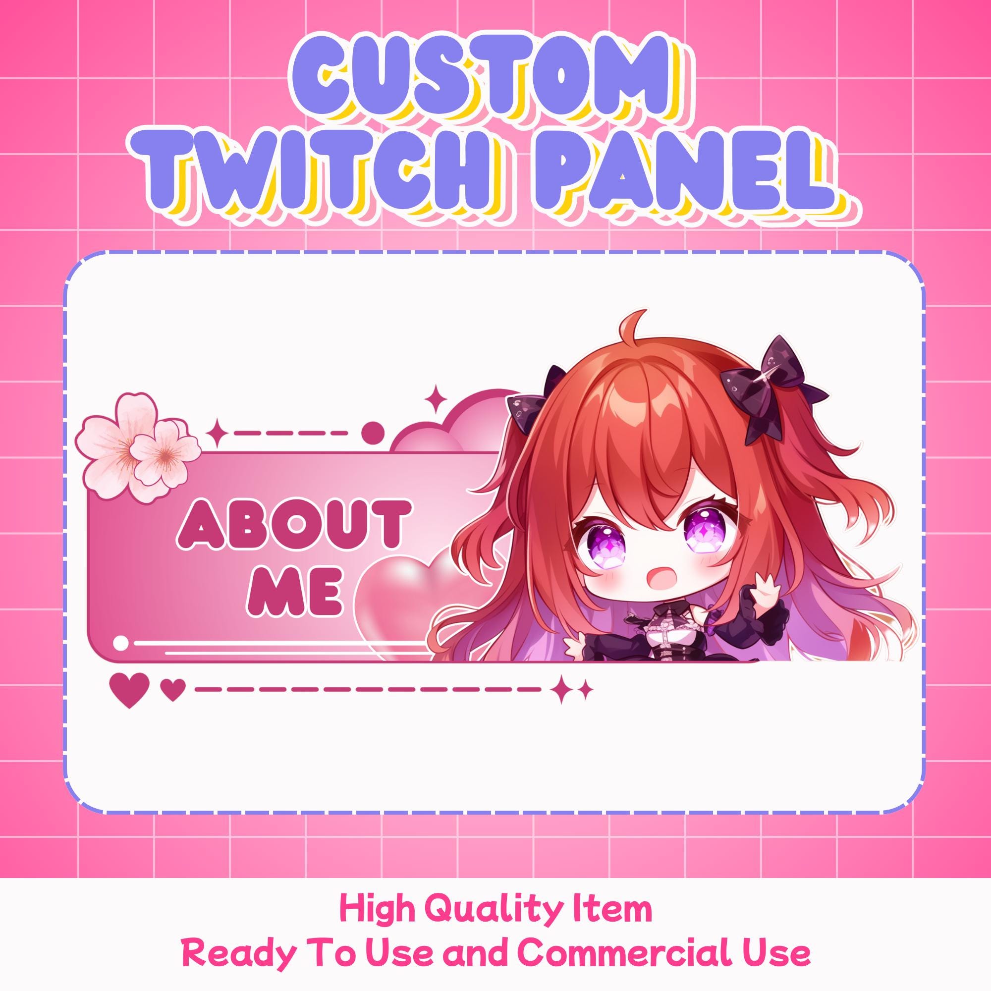 Custom Vtuber Panel | Twitch Panels, Personalized Twitch , Cute Chibi ...