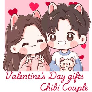 Custom Chibi Portrait | Custom Couple Portrait, Personalized/christmas ...
