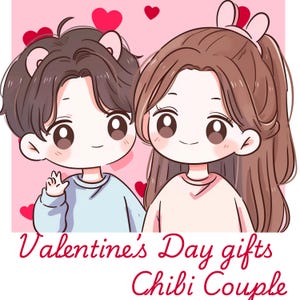 Custom Chibi Portrait | Custom Couple Portrait, Personalized/christmas ...