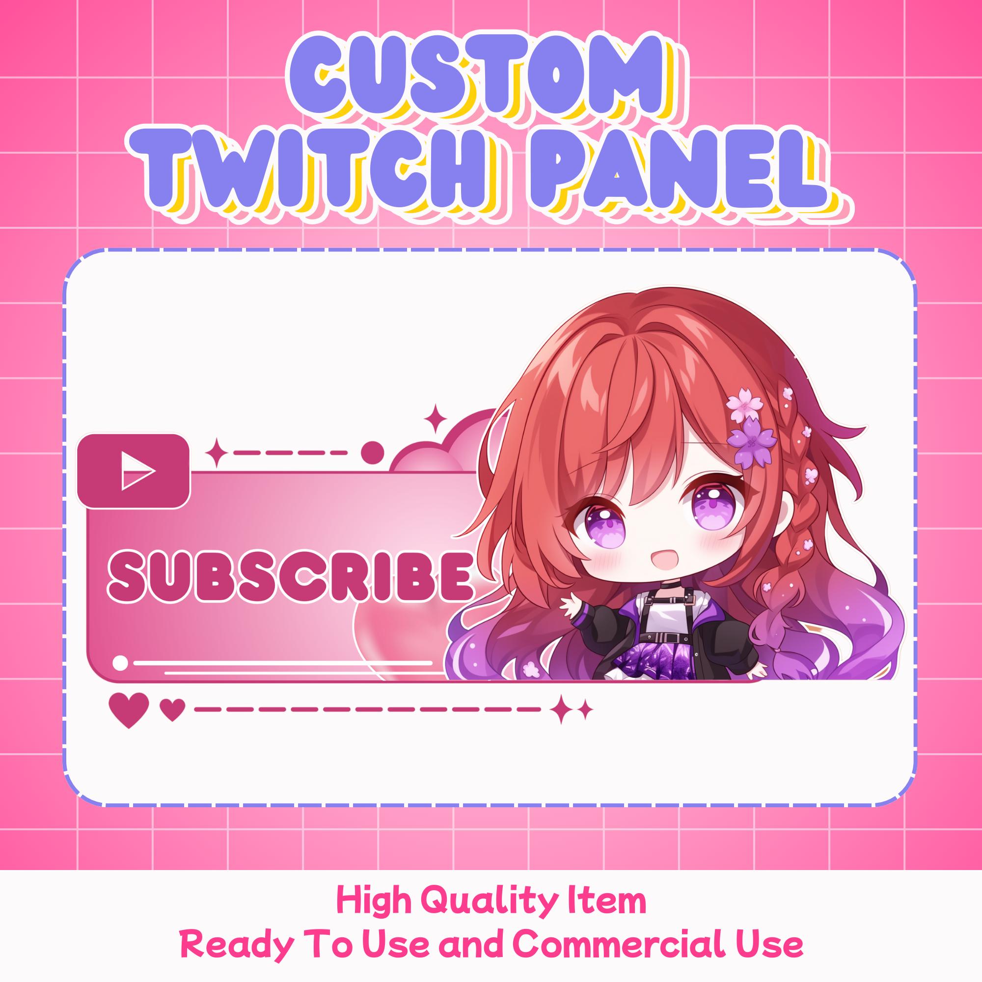 Custom Vtuber Panel | Twitch Panels, Personalized Twitch , Cute Chibi ...