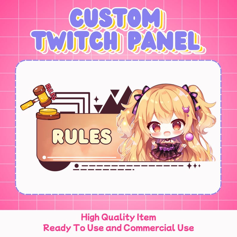 Custom Vtuber Panel Twitch Panels, Personalized Twitch , Cute Chibi ...