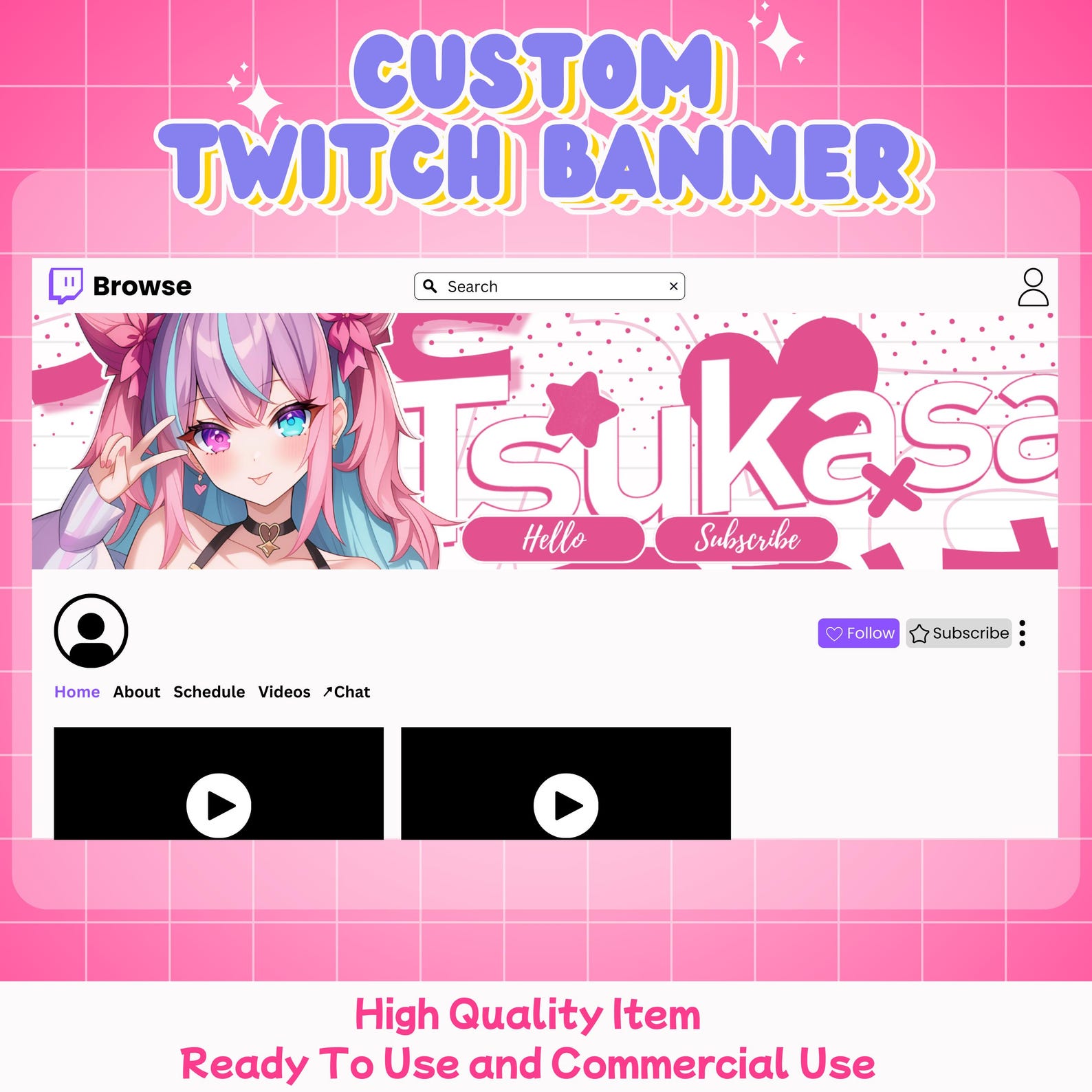 Custom Twitch Banner | Custom Chibi Cute Banner | Twitch Banner | Anime ...