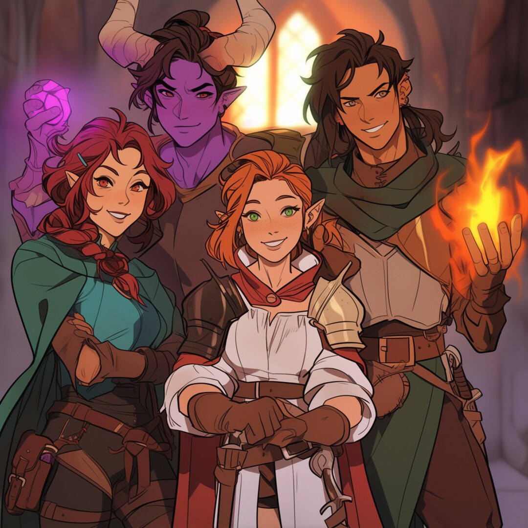 DND Party Custom Art Commission, Group Portrait, RPG Character, Dungeon ...
