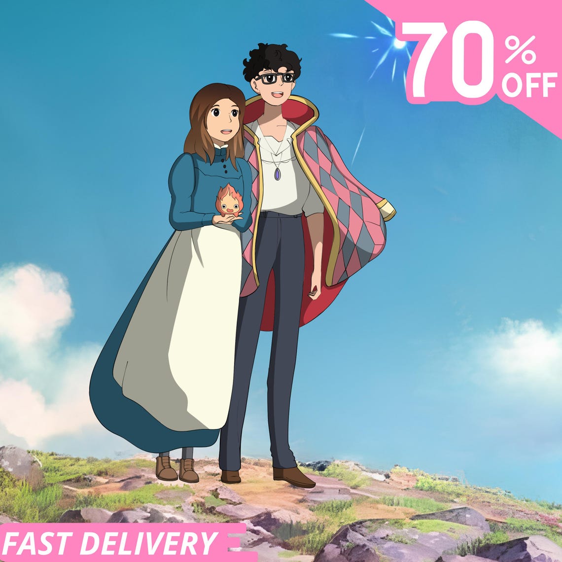 Custom Ponyo Ghibli-style Art | Anime Portraits for Couples, Families ...