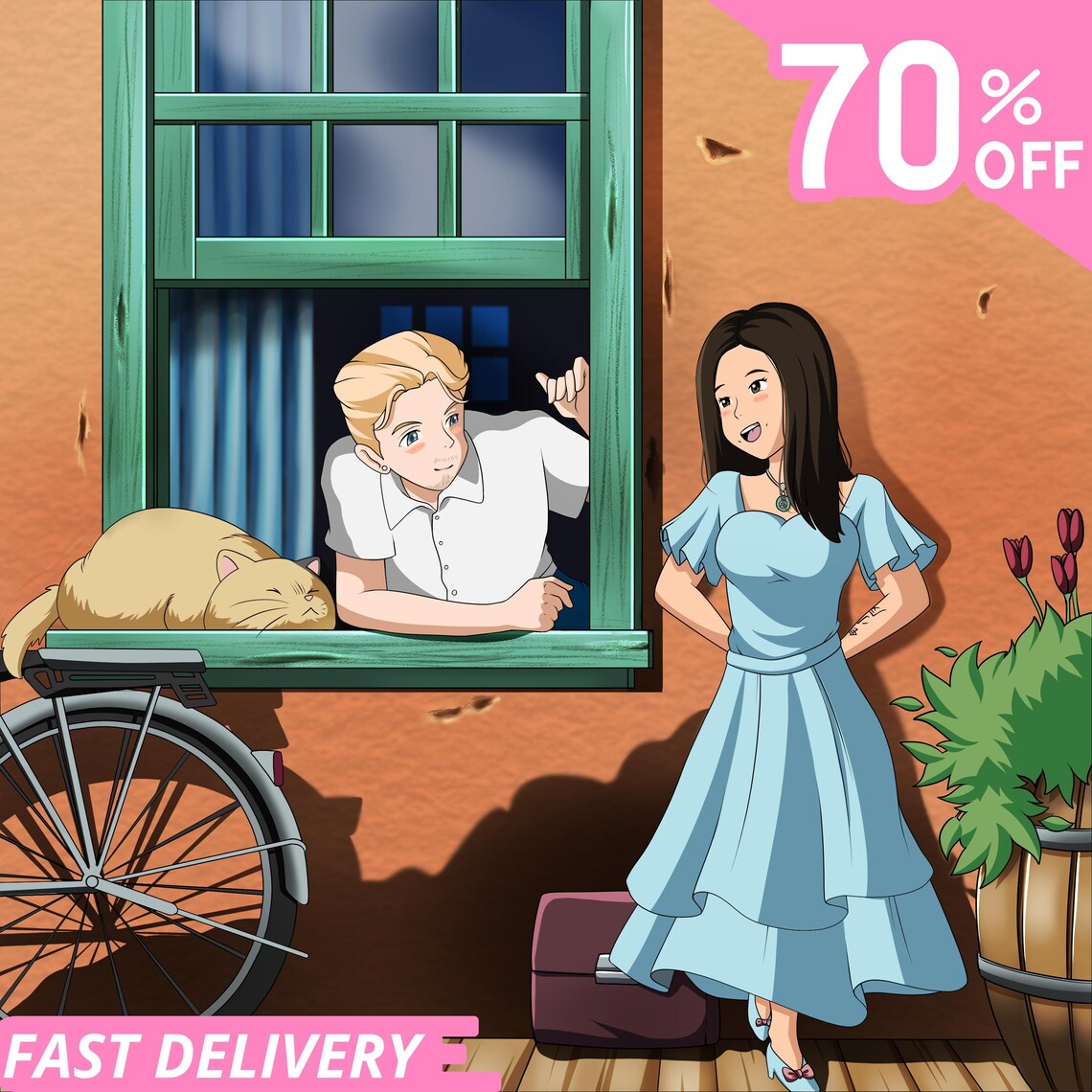 Custom Ponyo Ghibli-style Art | Anime Portraits for Couples, Families ...
