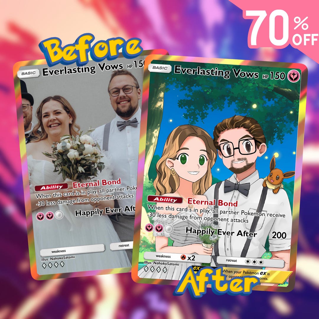 Pokémon Potraits Valentine, Custom Pokemon Card, Custom Couple, Family ...