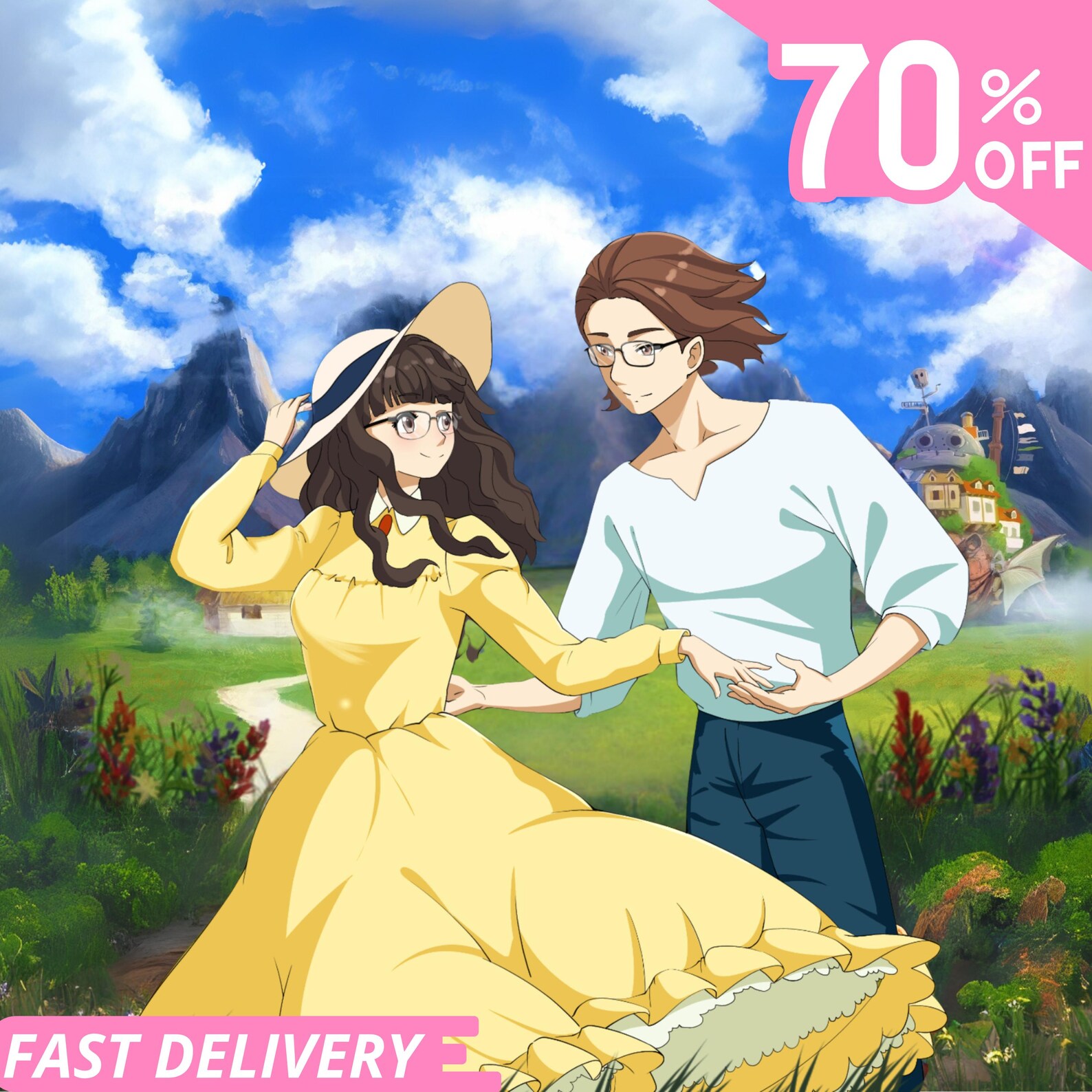 Custom Ponyo Ghibli-style Art | Anime Portraits for Couples, Families ...