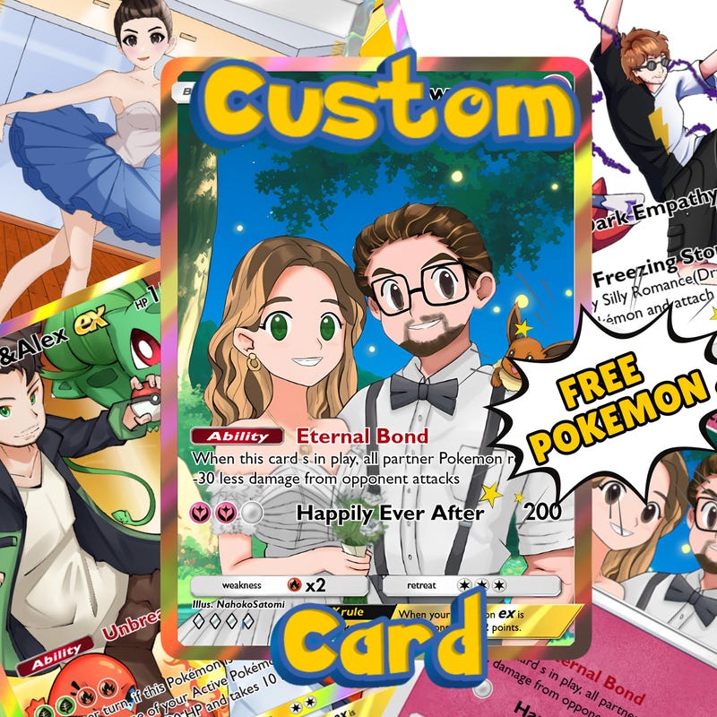 Personalized Pokemoncard Couple - Etsy