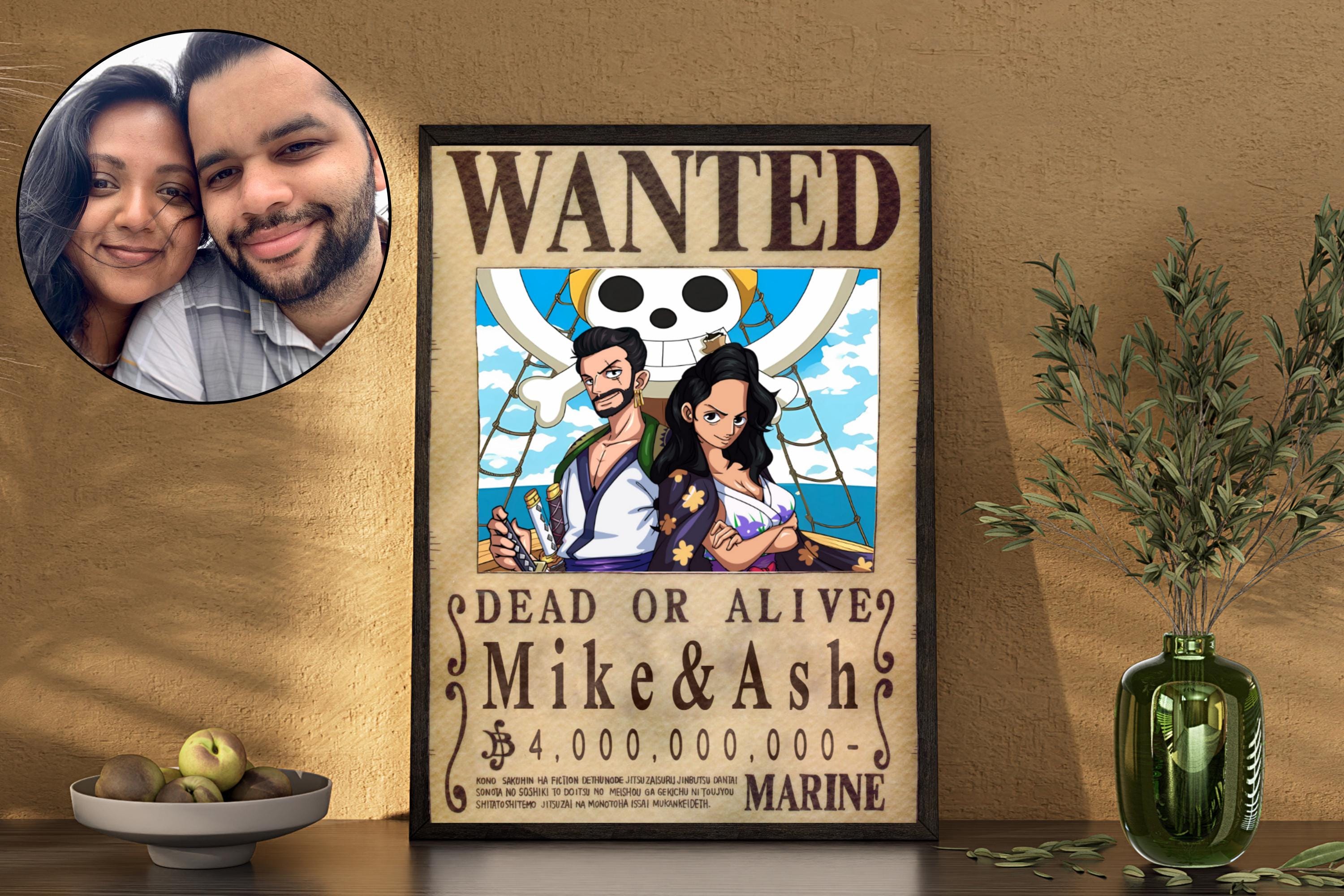 Custom One Piece Anime Portrait | Personalized Wanted Poster Art - Etsy