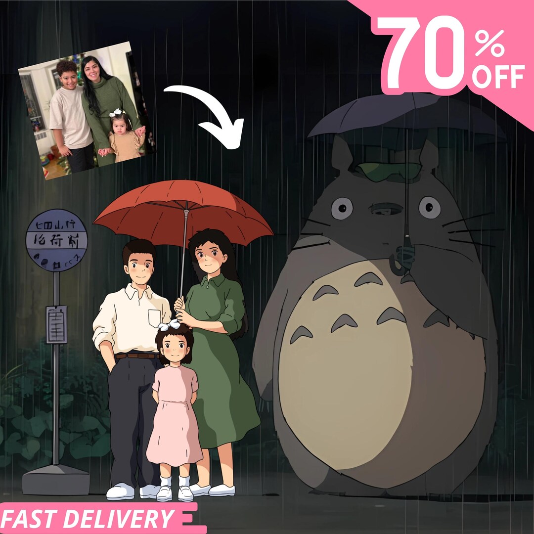 Custom Totoro Ghibli Style Portraits, Anime Potrait, Family Ghibli ...